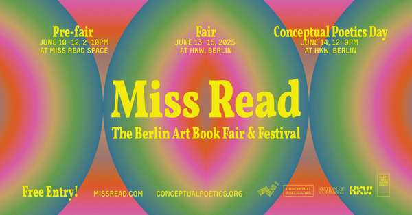 13-15 June | Art book fair | MISS READ, Berlin (D) – Jap Sam Books